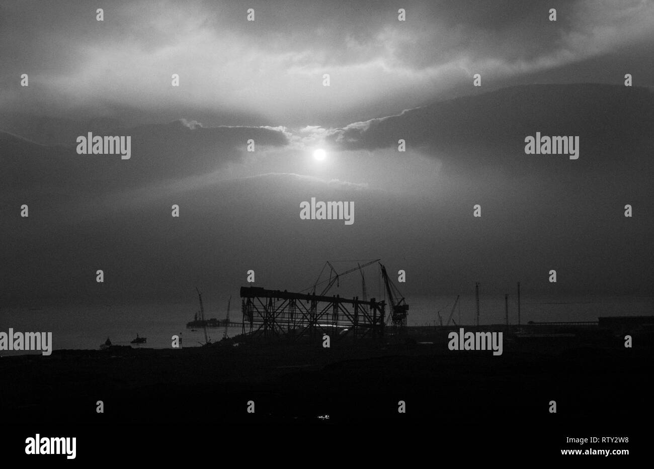 Magnus Field Oil Rig being launched at Nigg Bay, Scotland 1980 At the ...