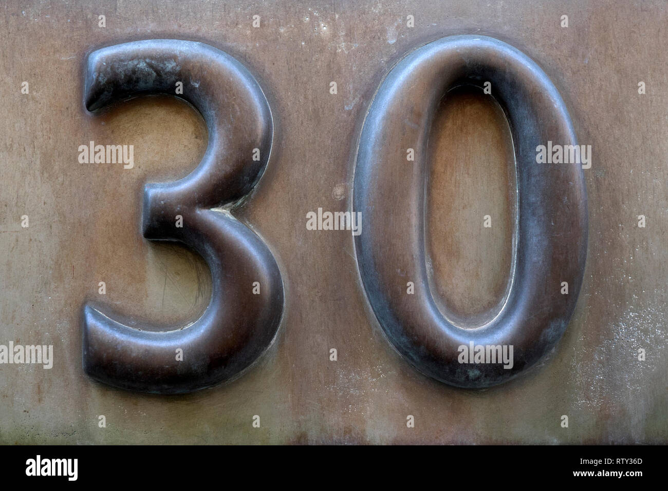 The Number Thirty In Metal Against A Similar Metal Background Stock ...