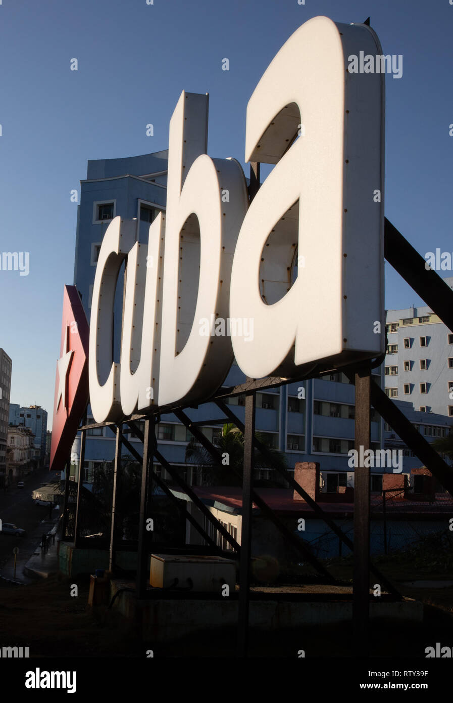 Cuba sign on the Malecon, Hotel Nacional, Havana, Cuba Stock Photo - Alamy