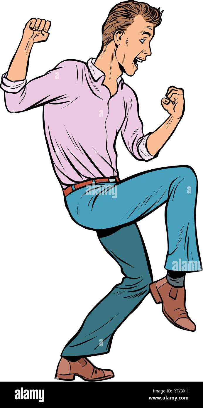 Man funny reaction. fright or a pleasant surprise. Pop art retro vector ...