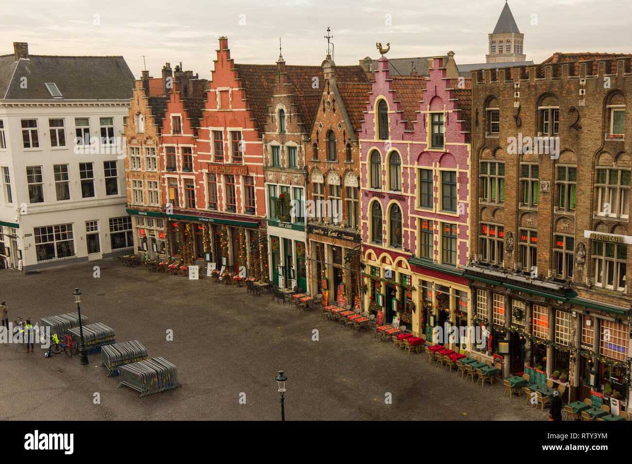 Market square in Bruges Belgium showing beautiful Flemish style ...