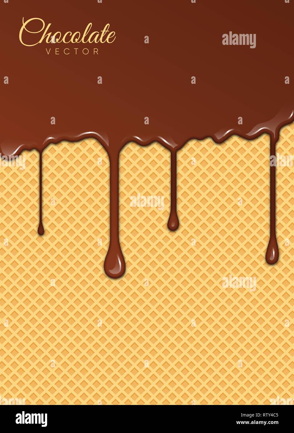 Melted Chocolate Syrup. Leaking Drops. Sweet Design. Vector ...