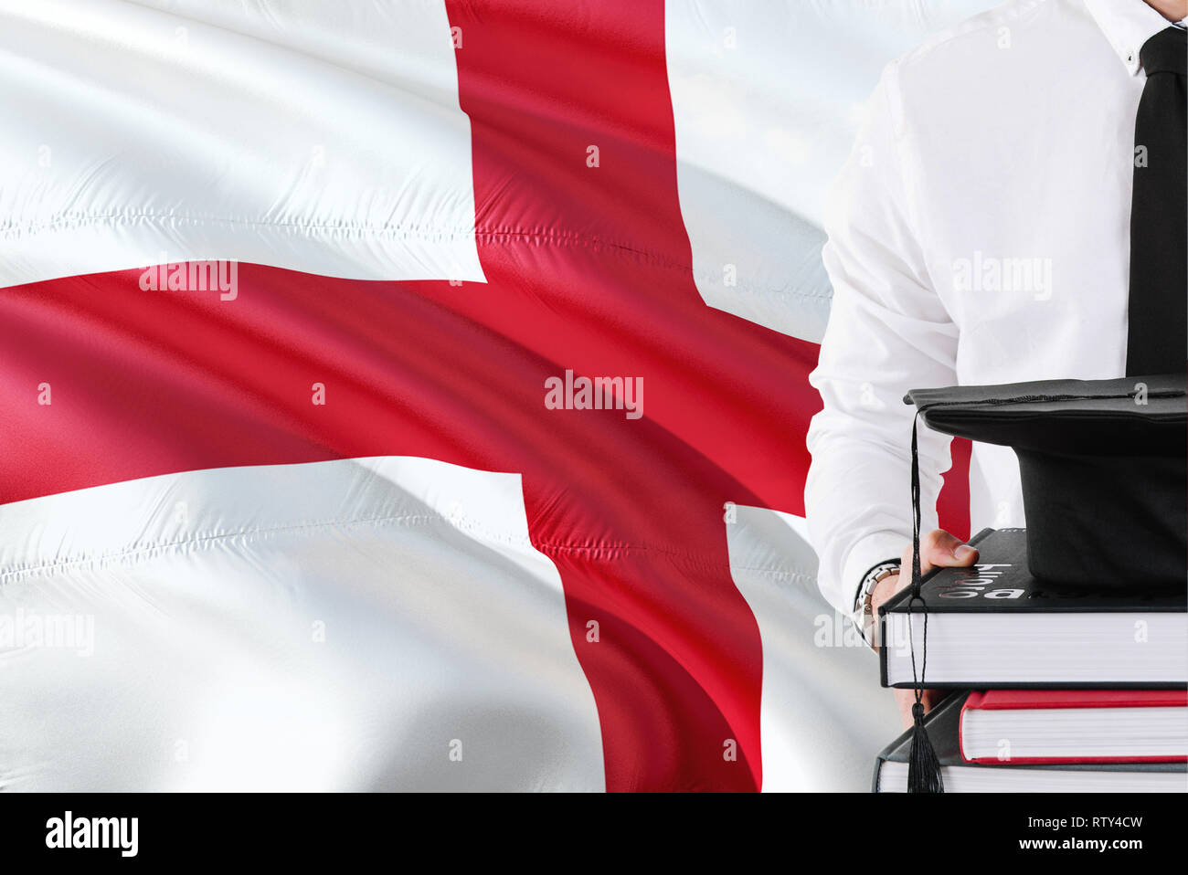 Successful English student education concept. Holding books and ...