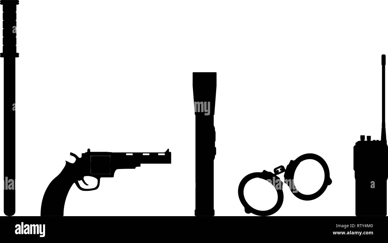 Police equipment element icons Stock Vector Images - Alamy