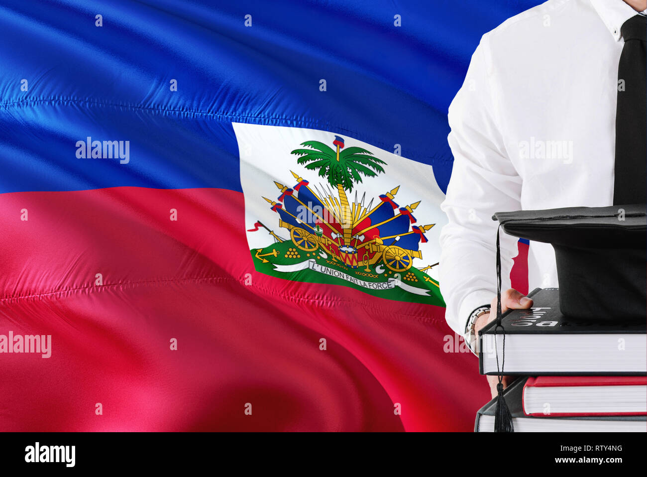 Successful Haitian student education concept. Holding books and ...