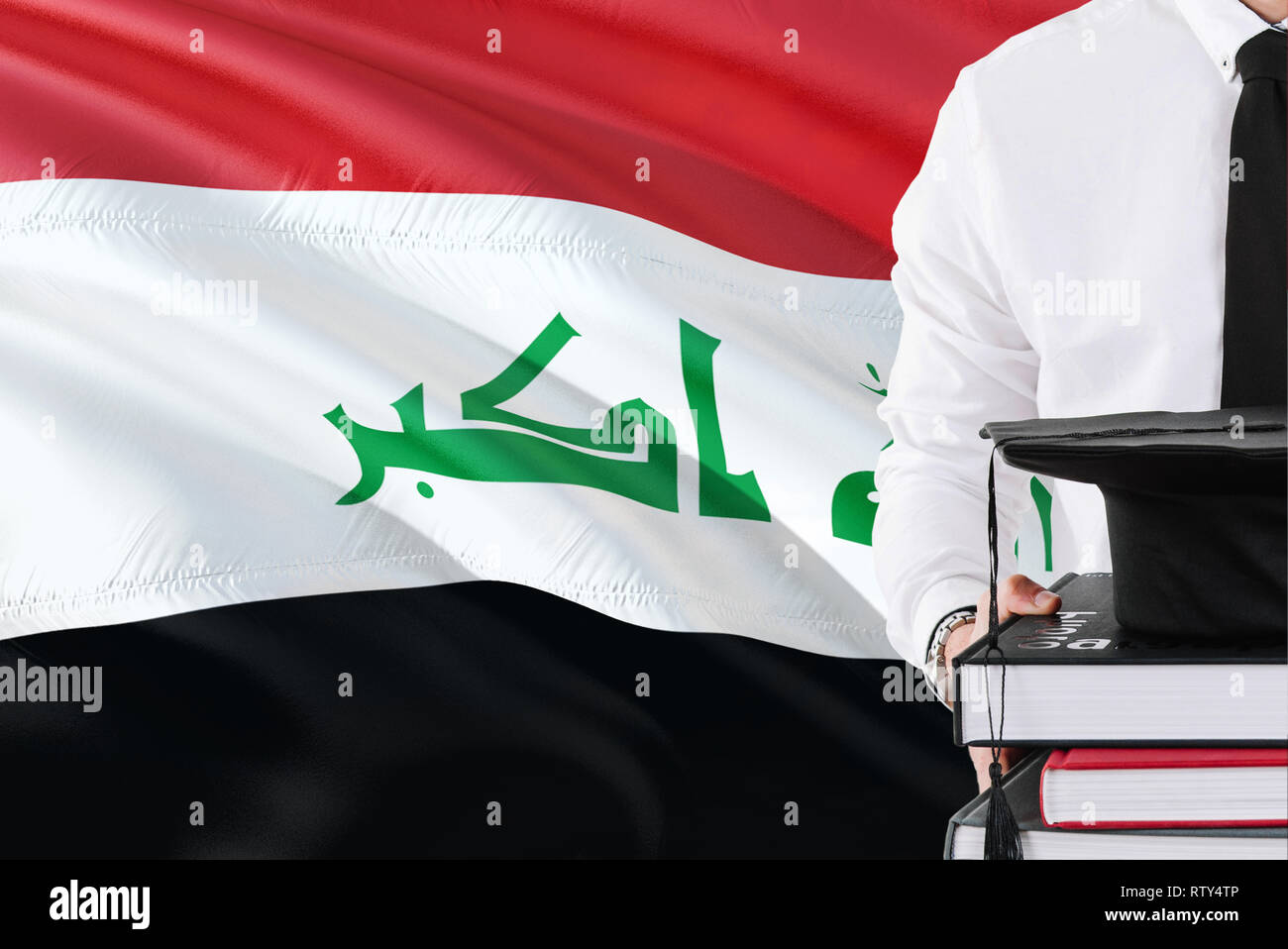 Successful Iraqi student education concept. Holding books and ...