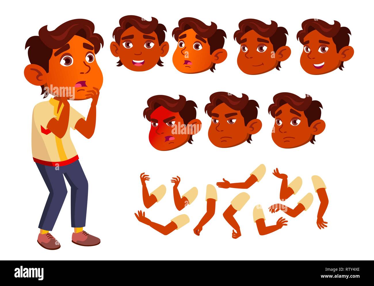 Indian Boy, Child, Kid, Teen Vector. Smile. Cute. Happiness Enjoyment ...