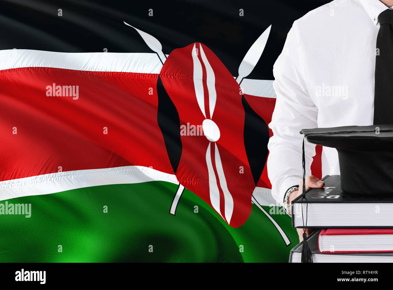 Successful Kenyan student education concept. Holding books and ...