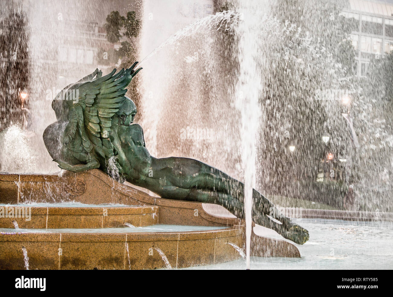 the Swan Memorial Fountain at Logan Circle center city Philadelphia ...