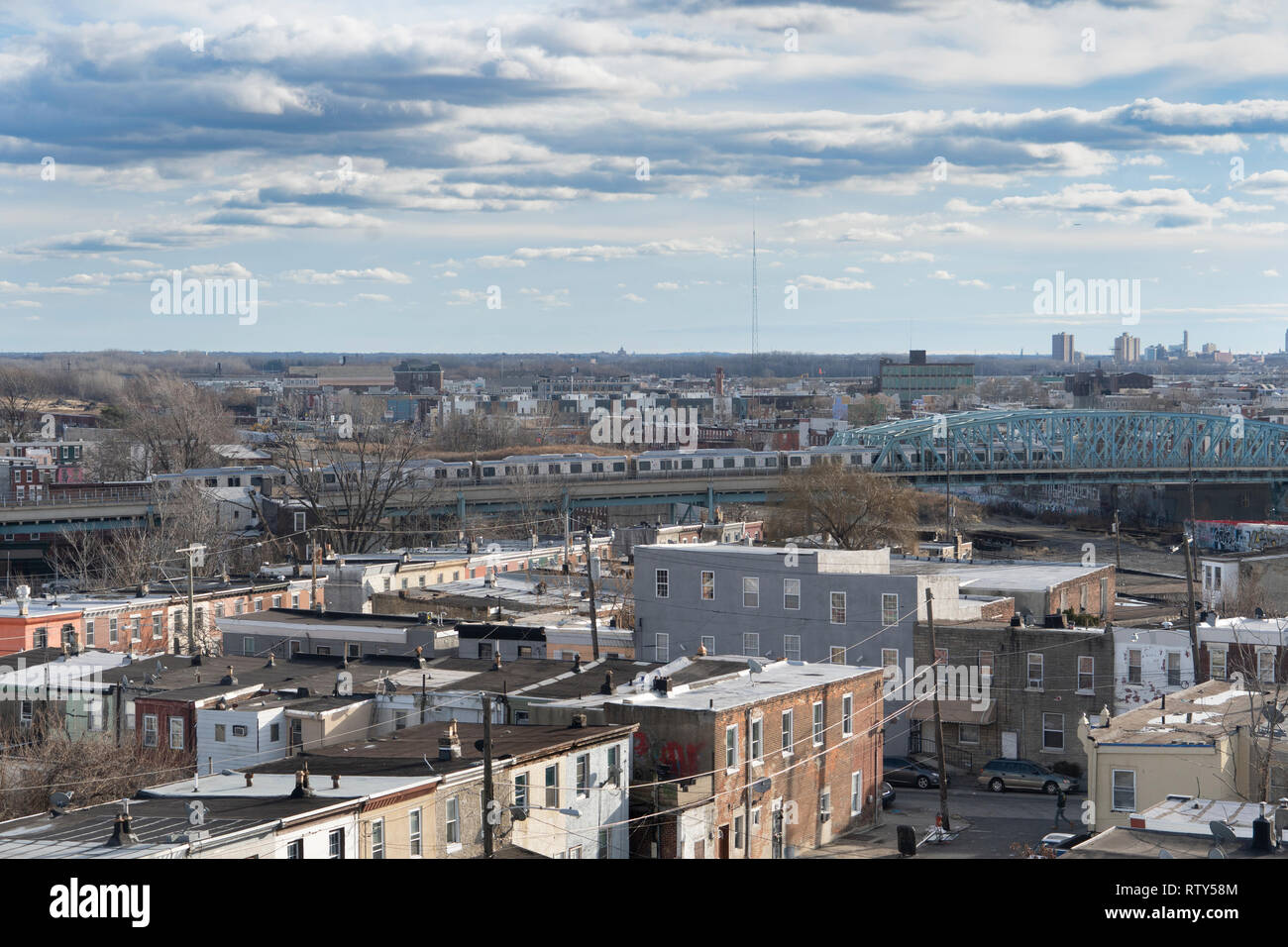 Landscape view of Kensington section of northern Philadelphia Stock ...