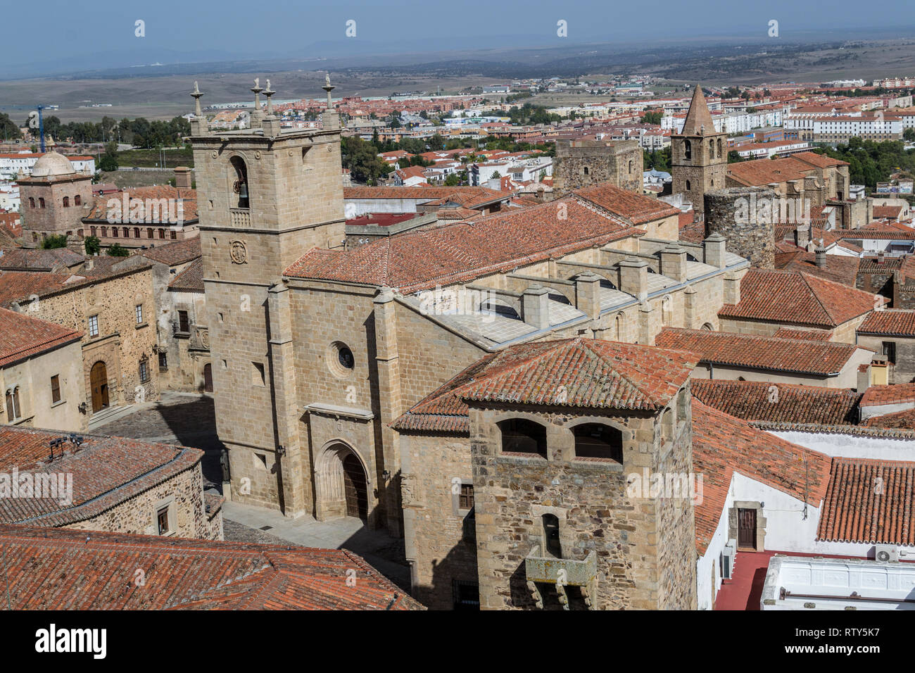 Views of Caceres city center from the Church of St. Francis Xavier ...