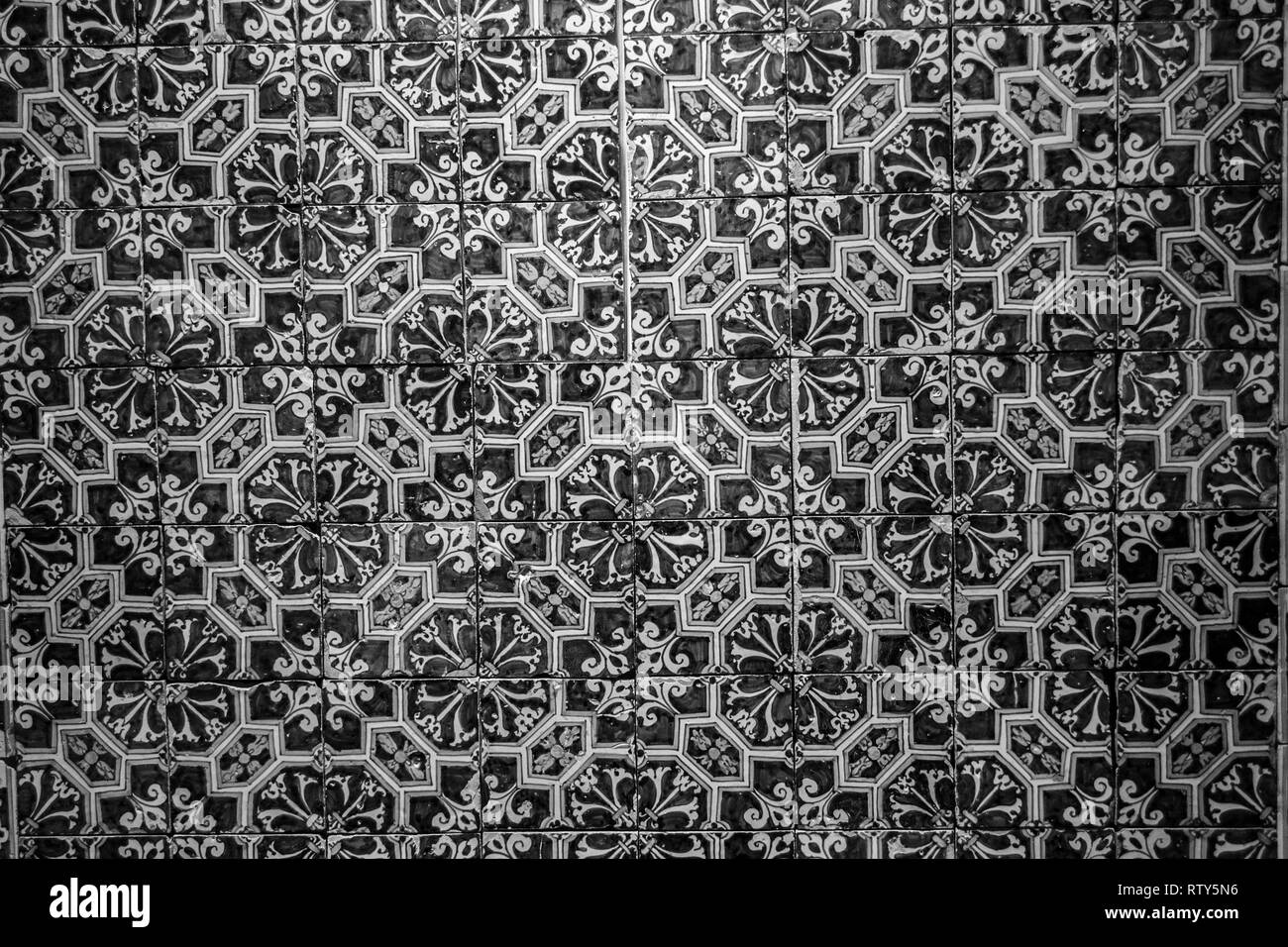 Azulejo tile work Black and White Stock Photos & Images - Alamy