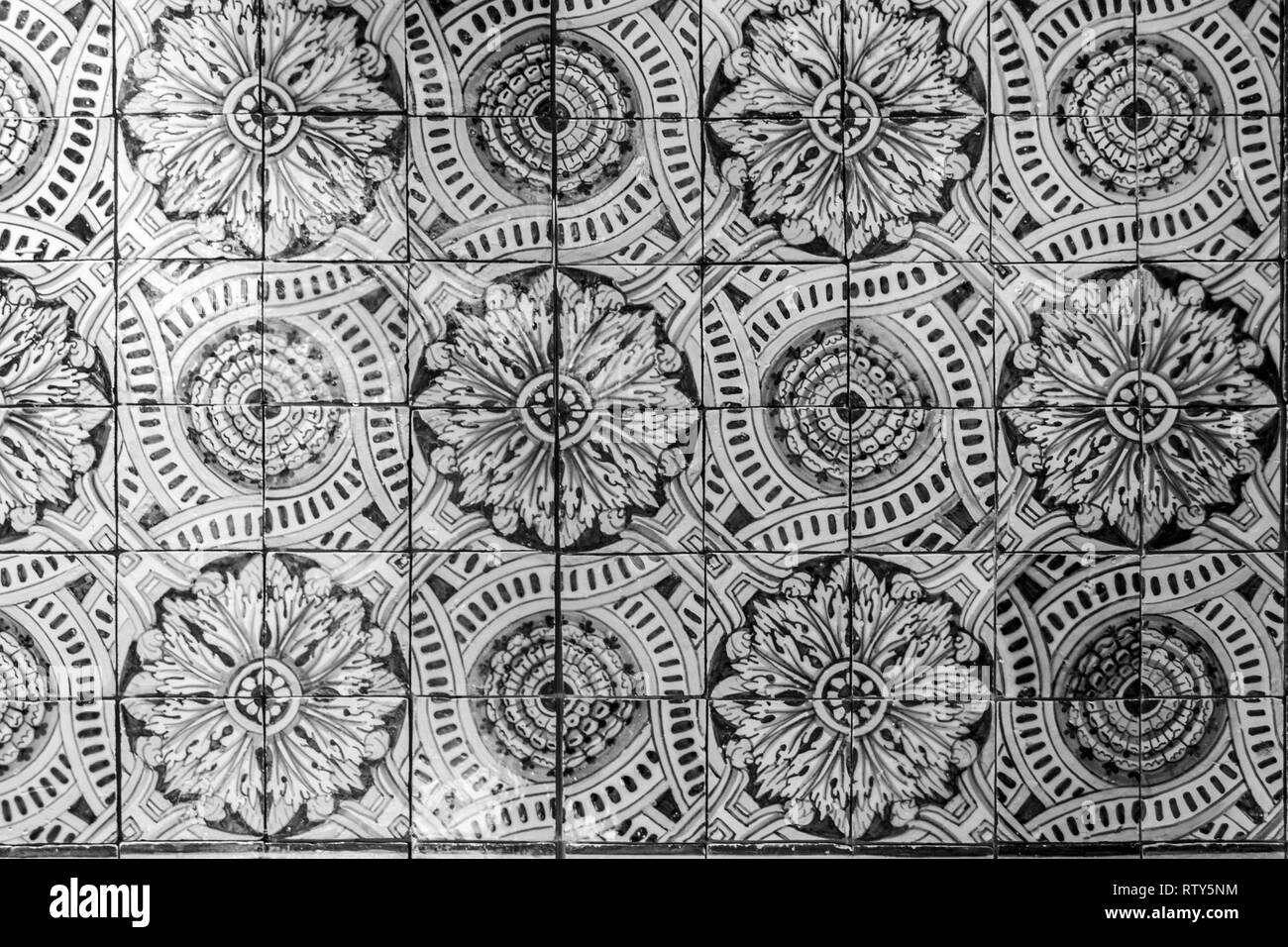 Azulejo tile work Black and White Stock Photos & Images - Alamy