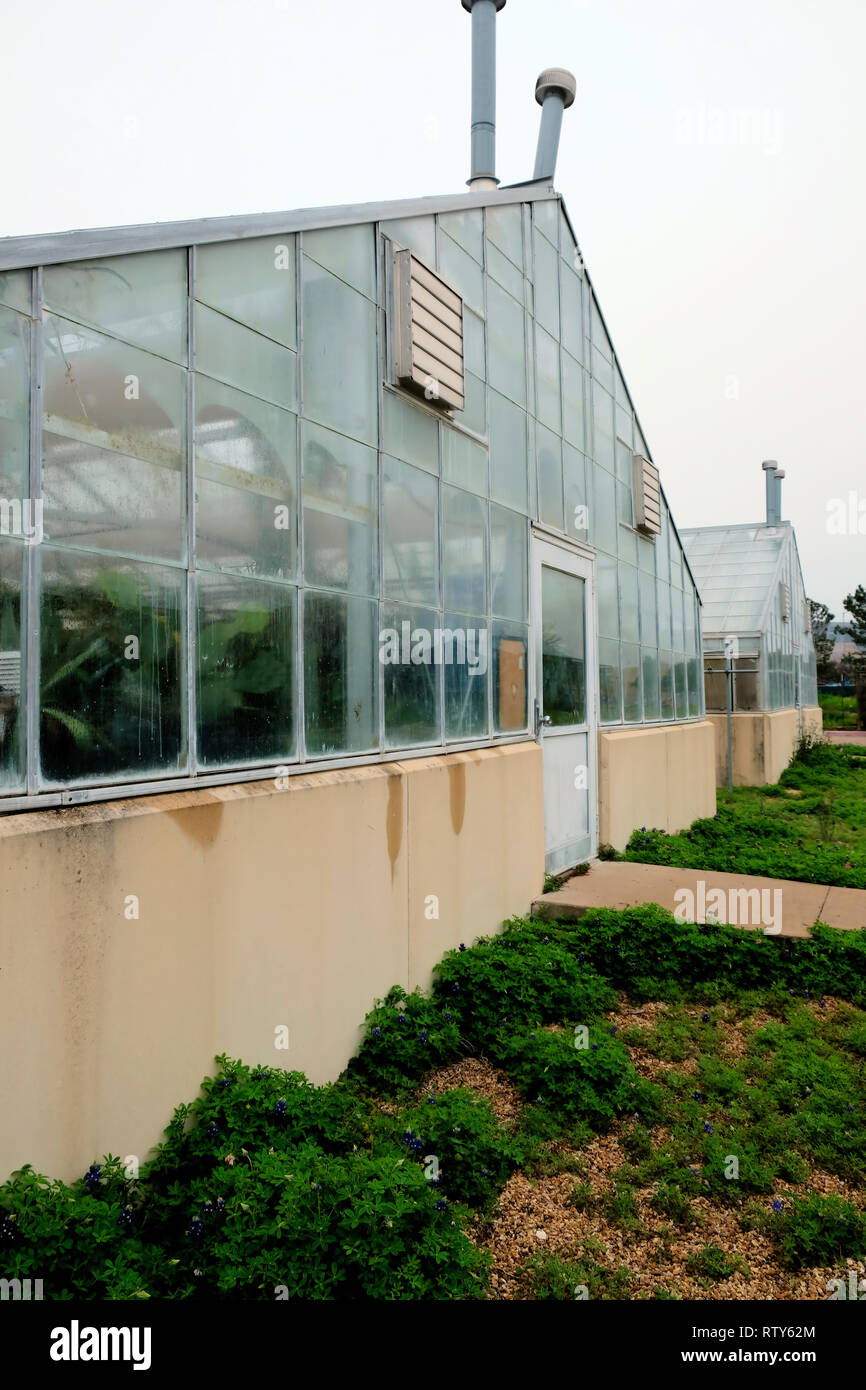 Front door of a greenhouse on the campus of Texas A&M University ...