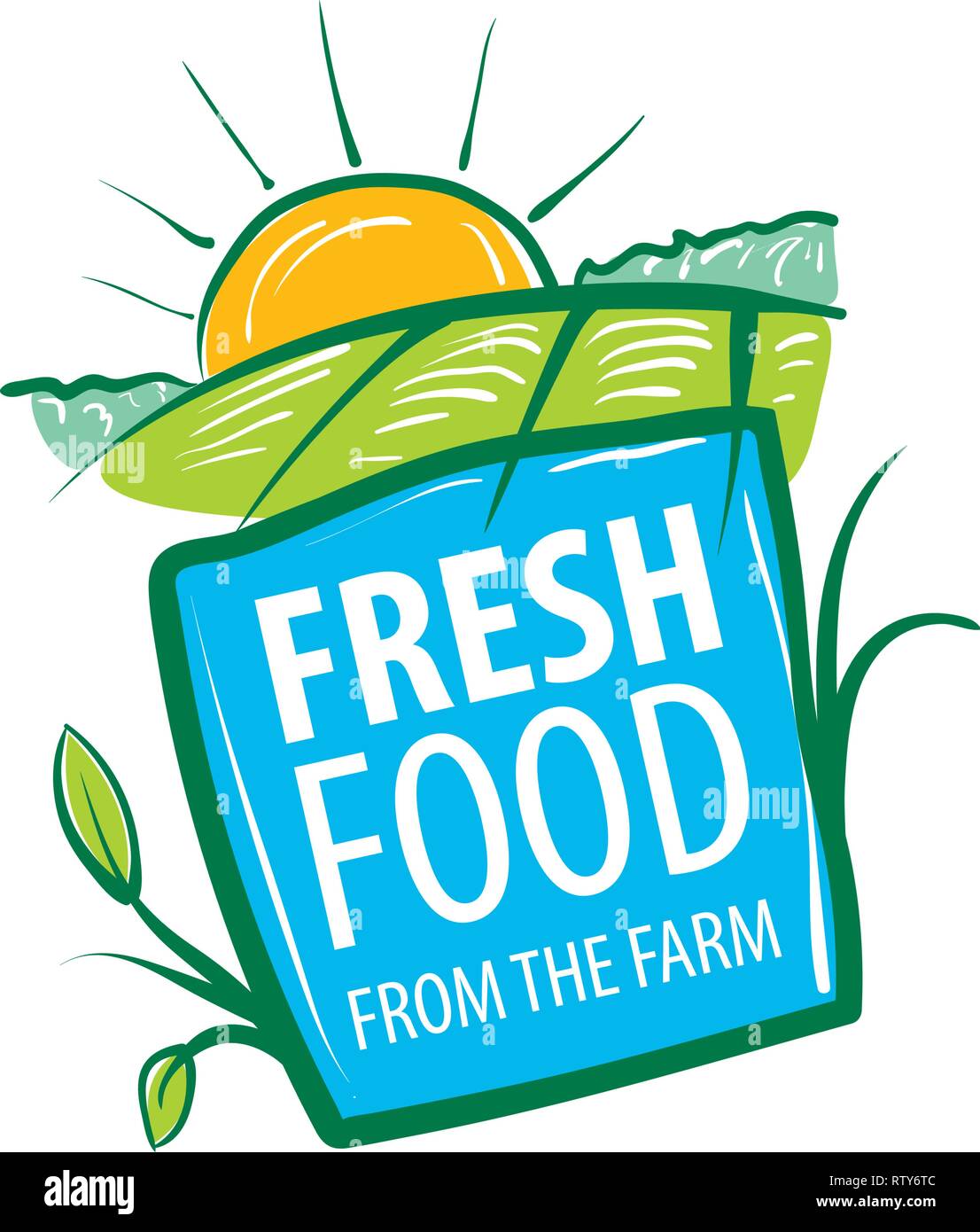 Logo fresh food from the farm. Vector illustration on white background ...