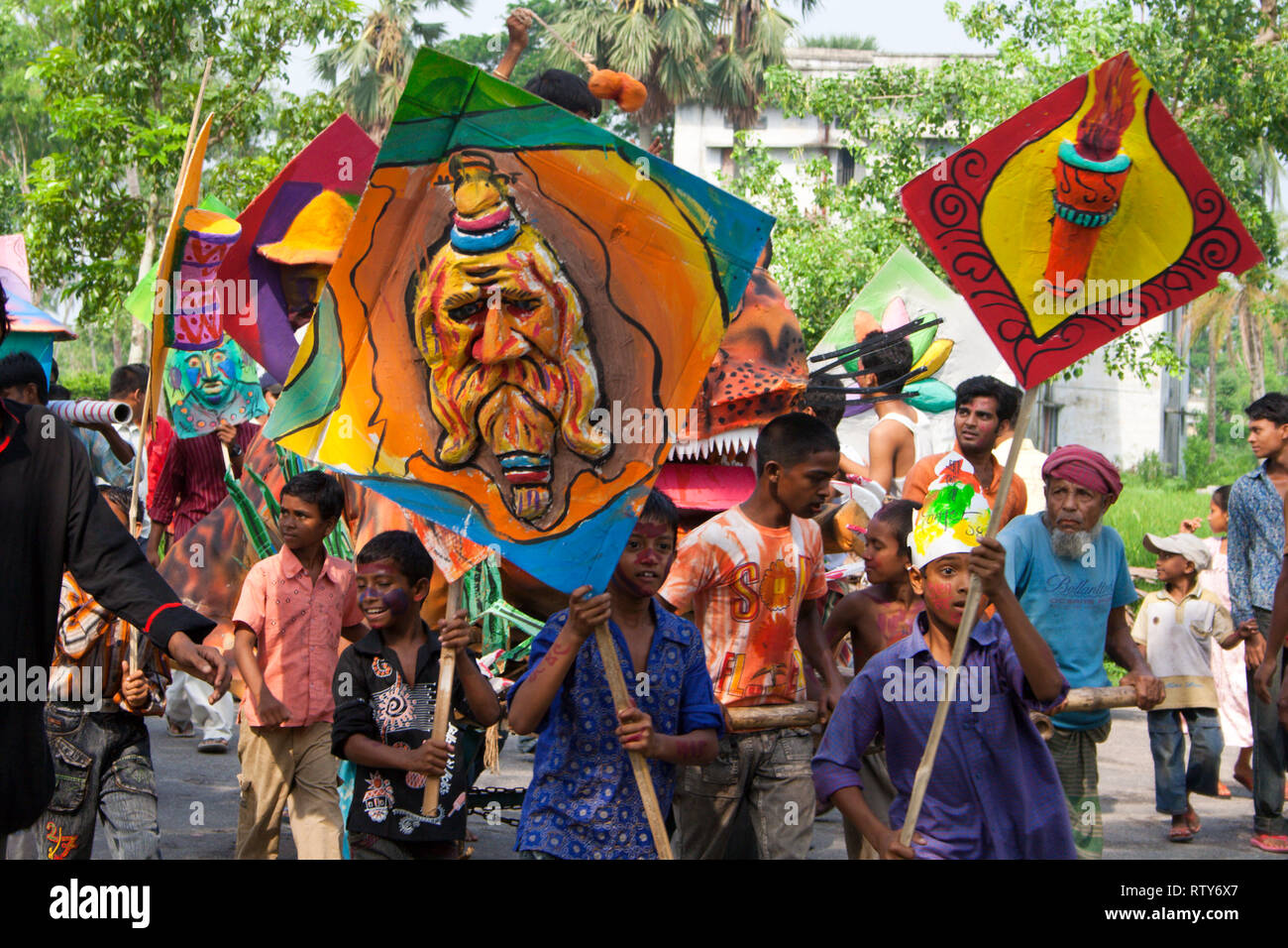 A colourful rally brings out from the Khulna Art Collage to celebrate ...