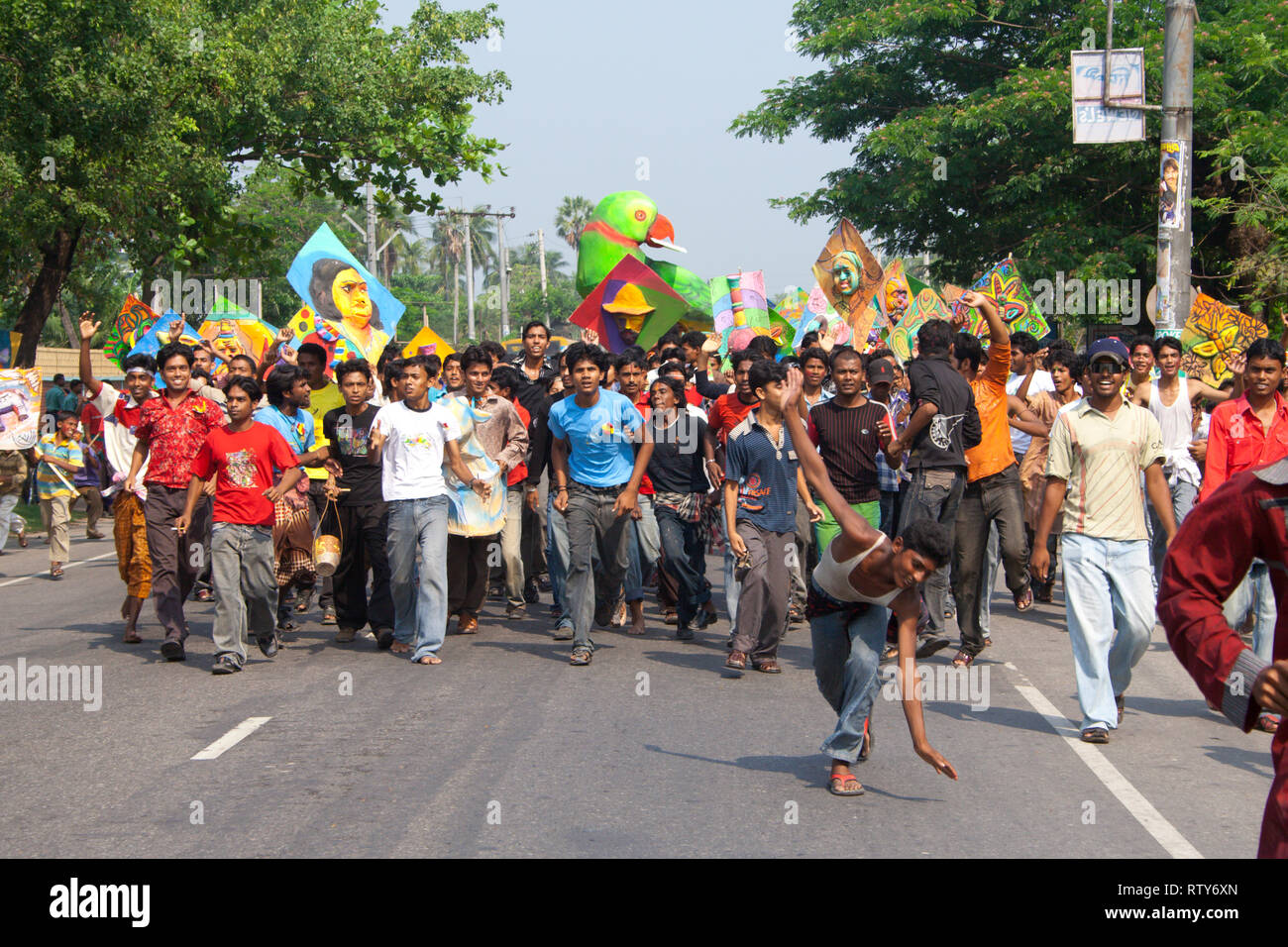 A colourful rally brings out from the Khulna Art Collage to celebrate ...