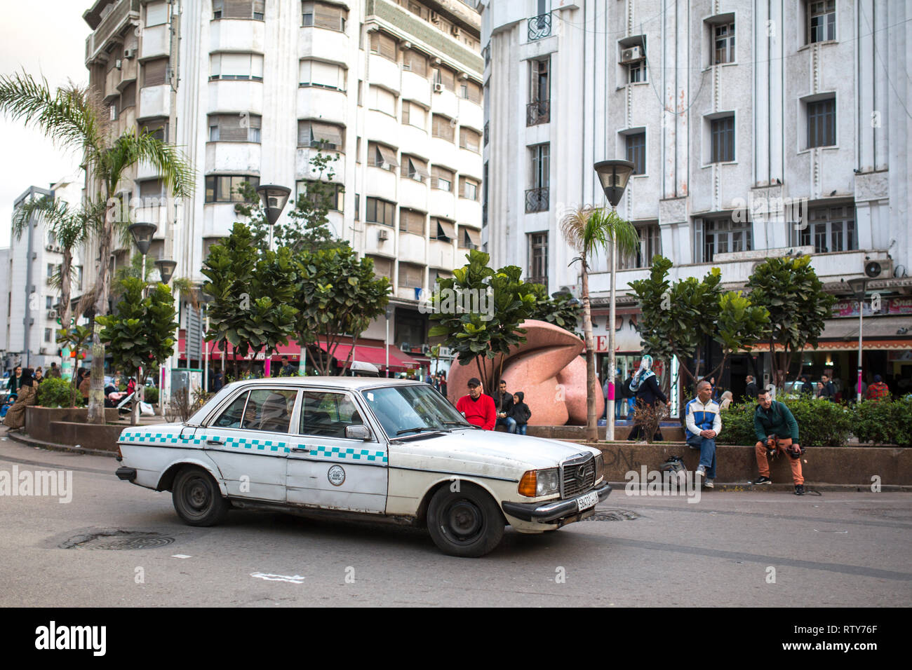 CASABLANCA, MOROCCO - MARCH 2, 2019: A Grand Taxi on the street of ...