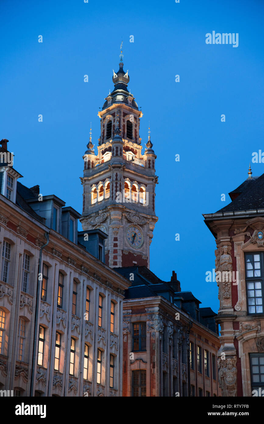 Historic building and belfry in the centre of Lille in France Stock ...