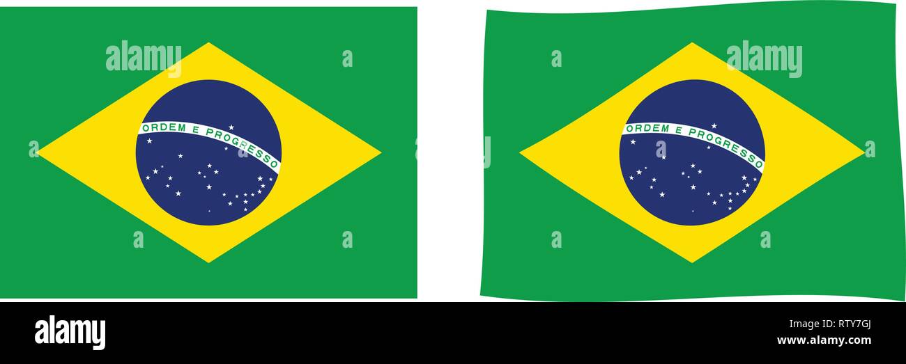 Flag of Brazil. Simple and slightly waving version Stock Vector Image ...