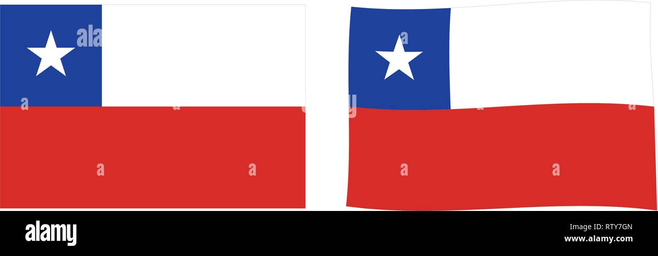 Republic of Chile flag. Simple and slightly waving version Stock Vector ...