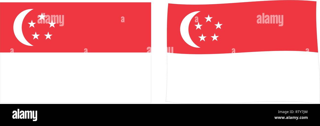 Republic of Singapore flag. Simple and slightly waving version Stock ...