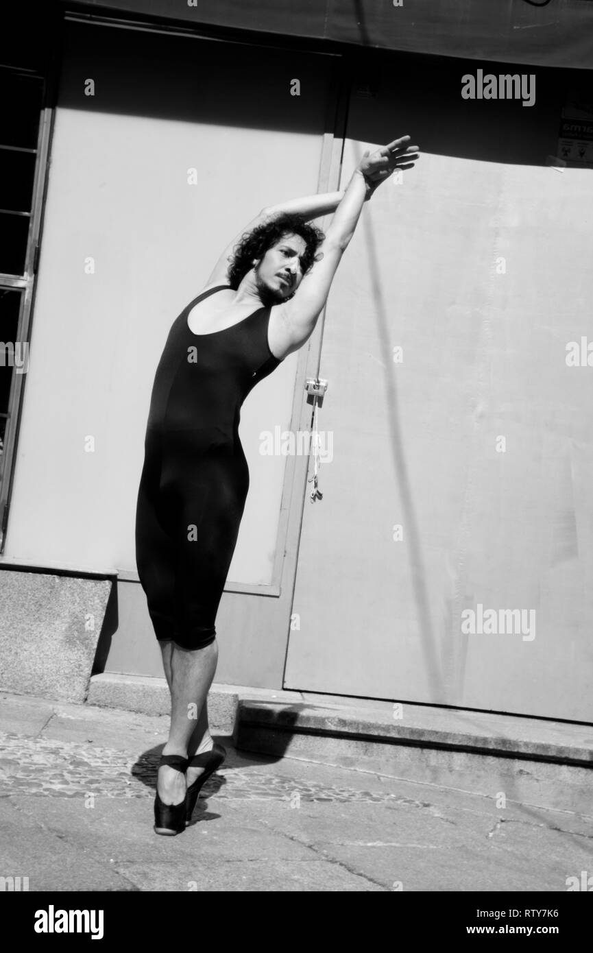 Ballet dancer man with black mallot and ballet tips Stock Photo - Alamy