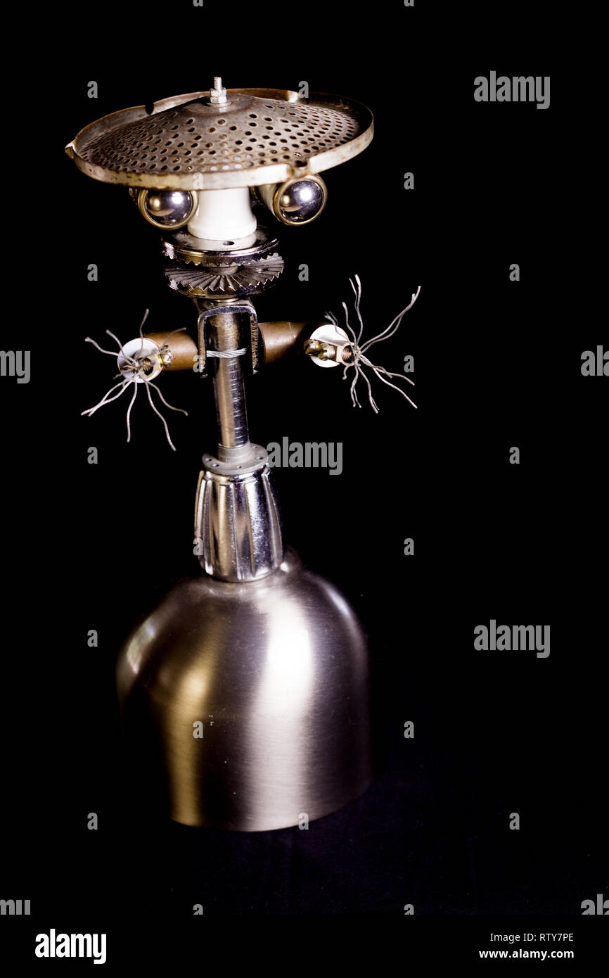 Modern sculpture made with recycled materials. Similar to human ...