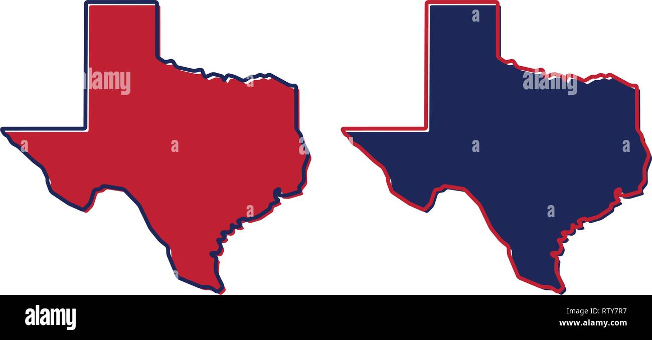 Simplified map of Texas outline. Fill and stroke are state colours ...