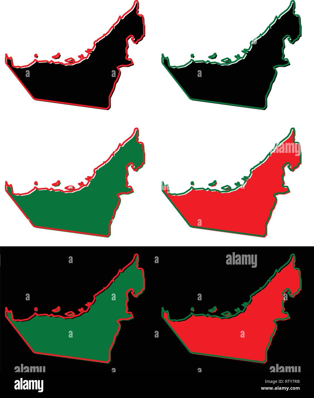 Simplified map of United Arab Emirates (UAE) outline. Fill and stroke ...