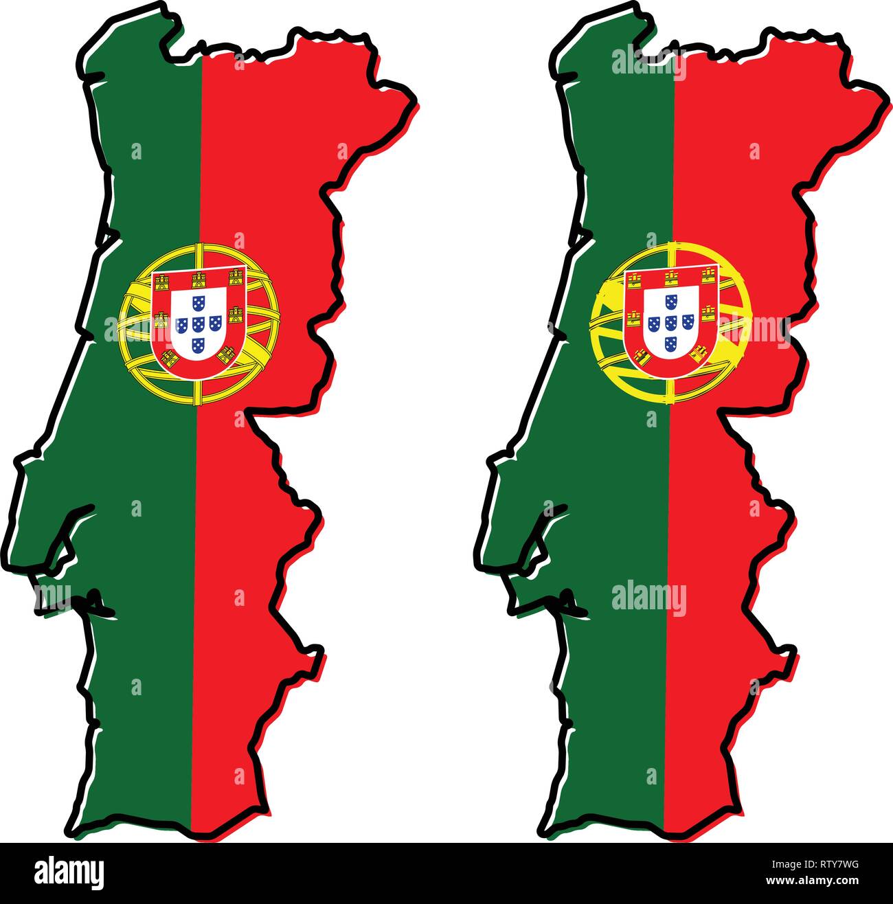 Portugal outline silhouette map illustration hi-res stock photography ...
