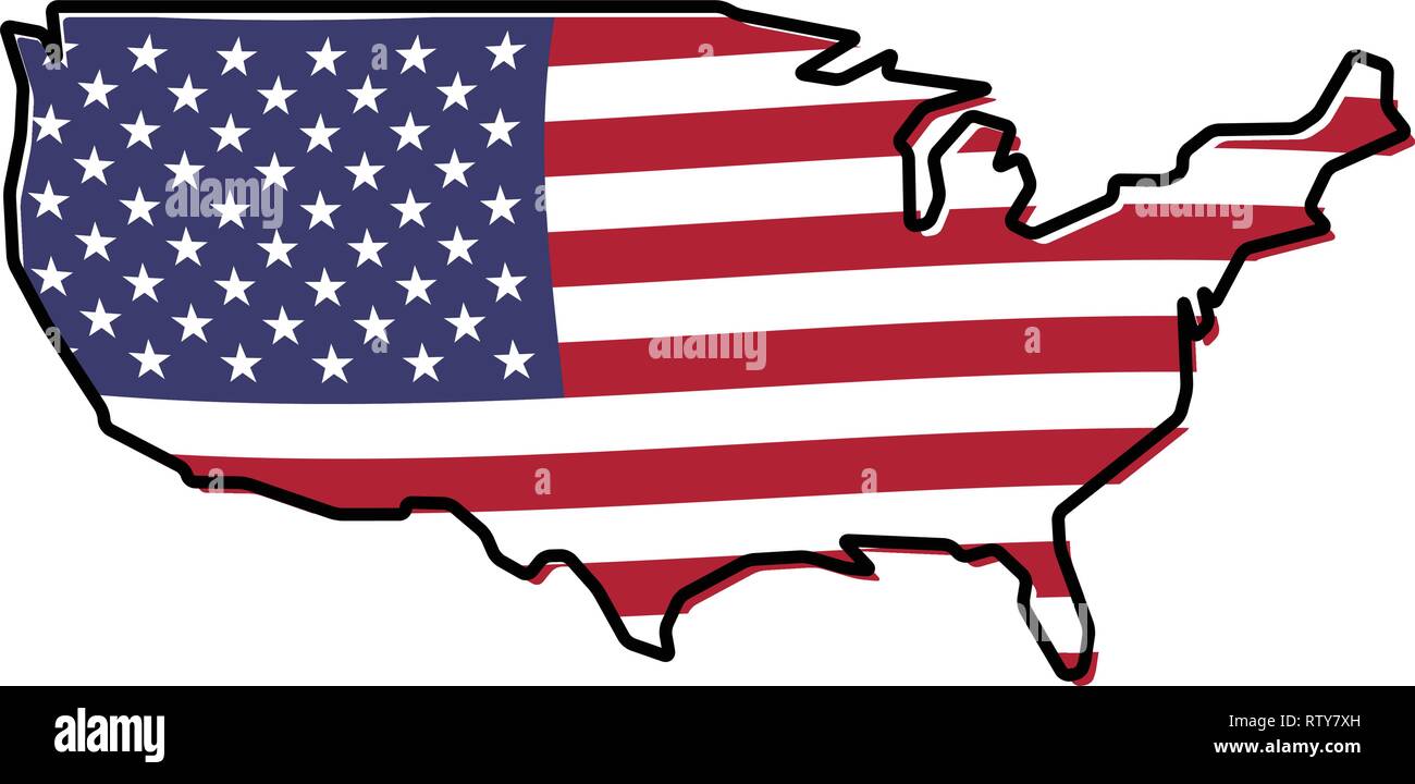 Simplified map - United states of America outline, with slightly bent ...
