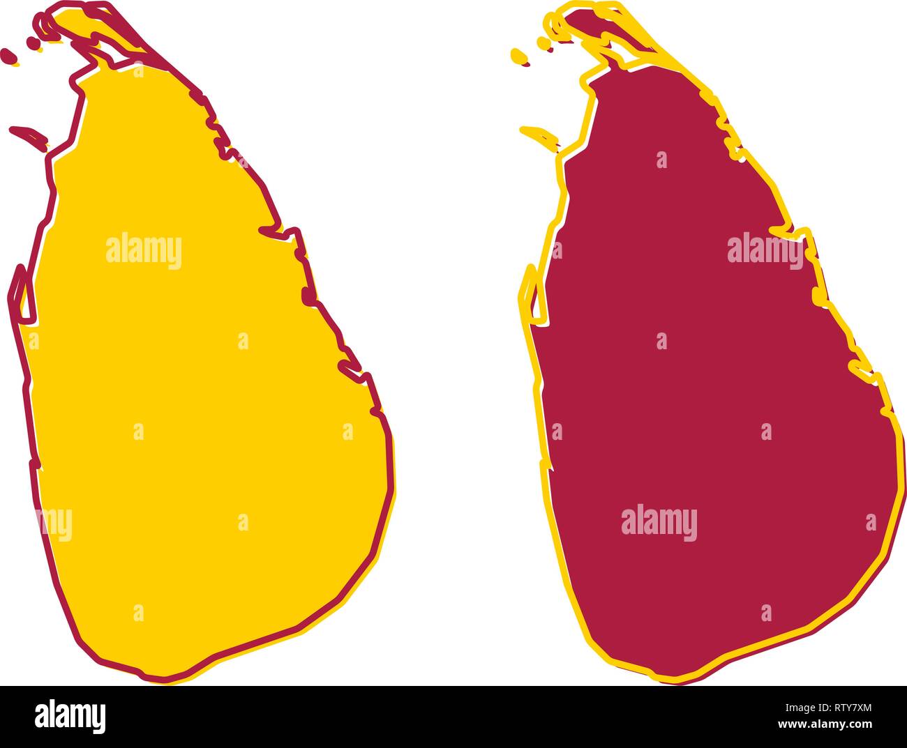 Simplified map of Sri Lanka (Ceylon) outline. Fill and stroke are ...
