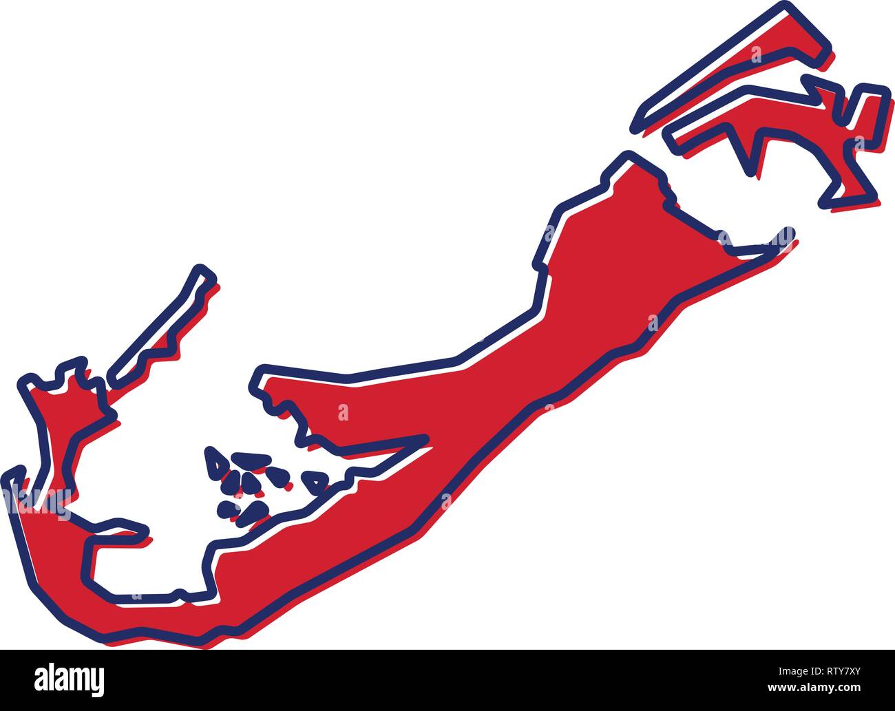 Simplified map of Bermuda outline. Fill and stroke are national colours ...