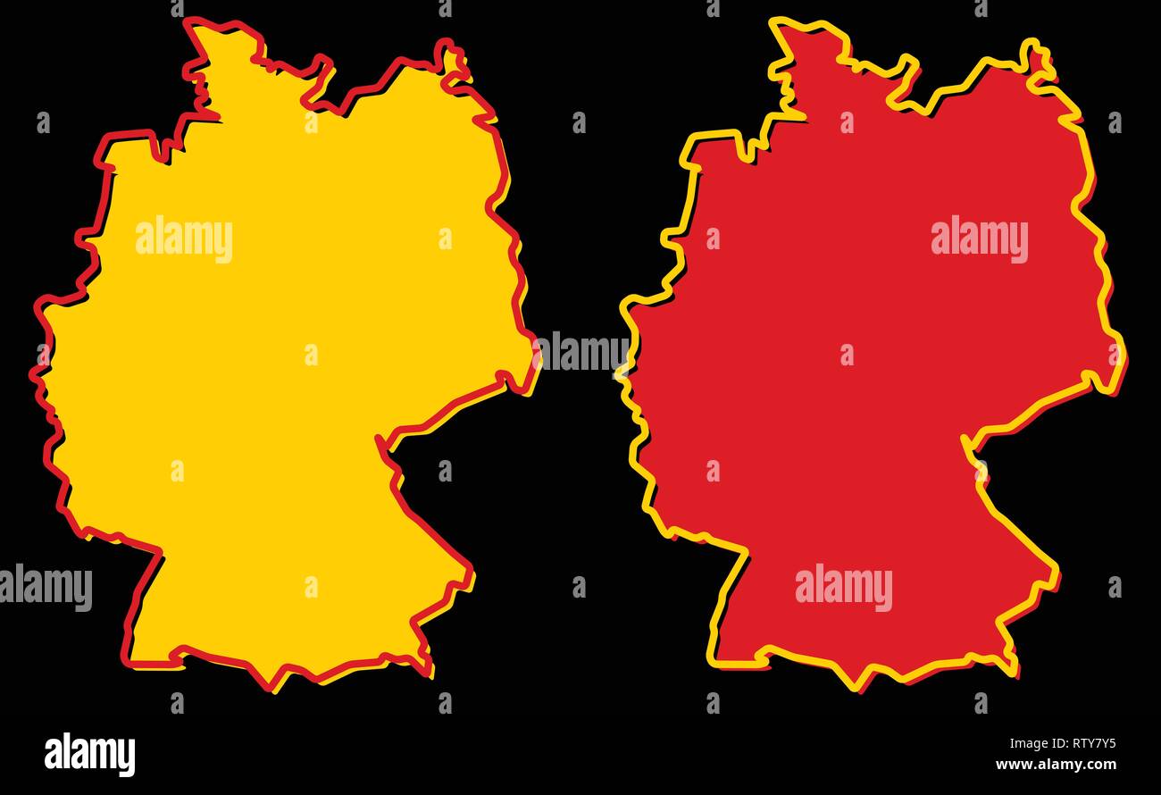 Simplified map of Germany outline. Fill and stroke are national colours ...
