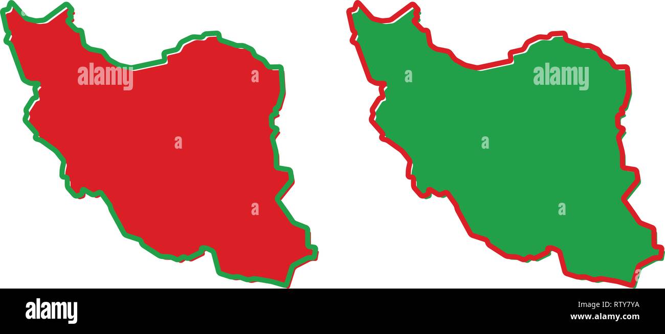 Simplified map of Iran (Persia) outline. Fill and stroke are national ...