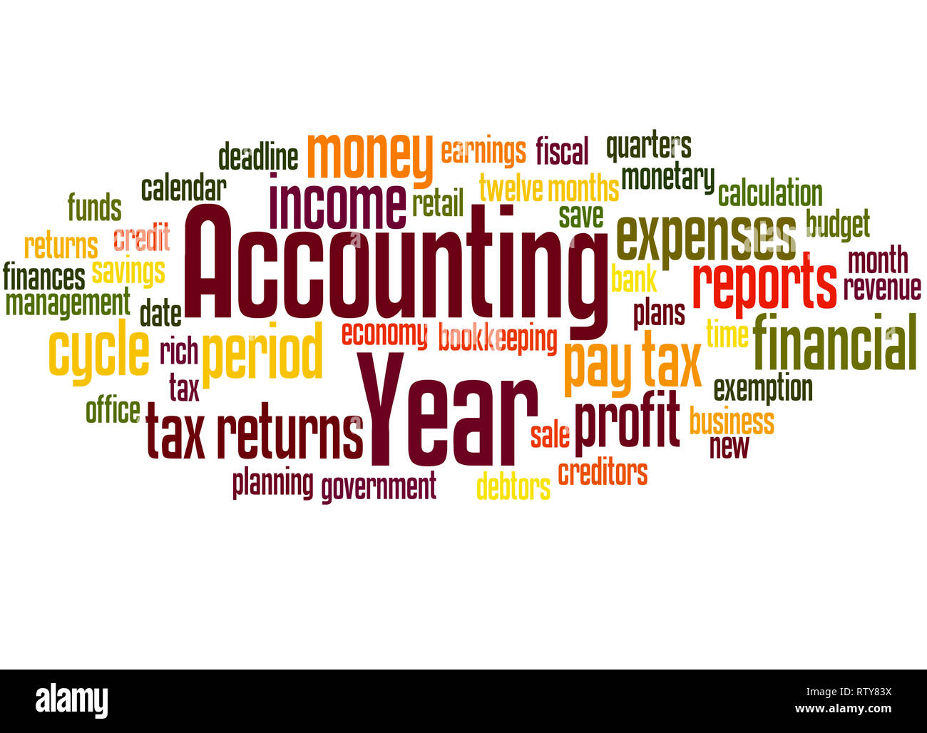Accounting year word cloud concept on white background Stock Photo - Alamy