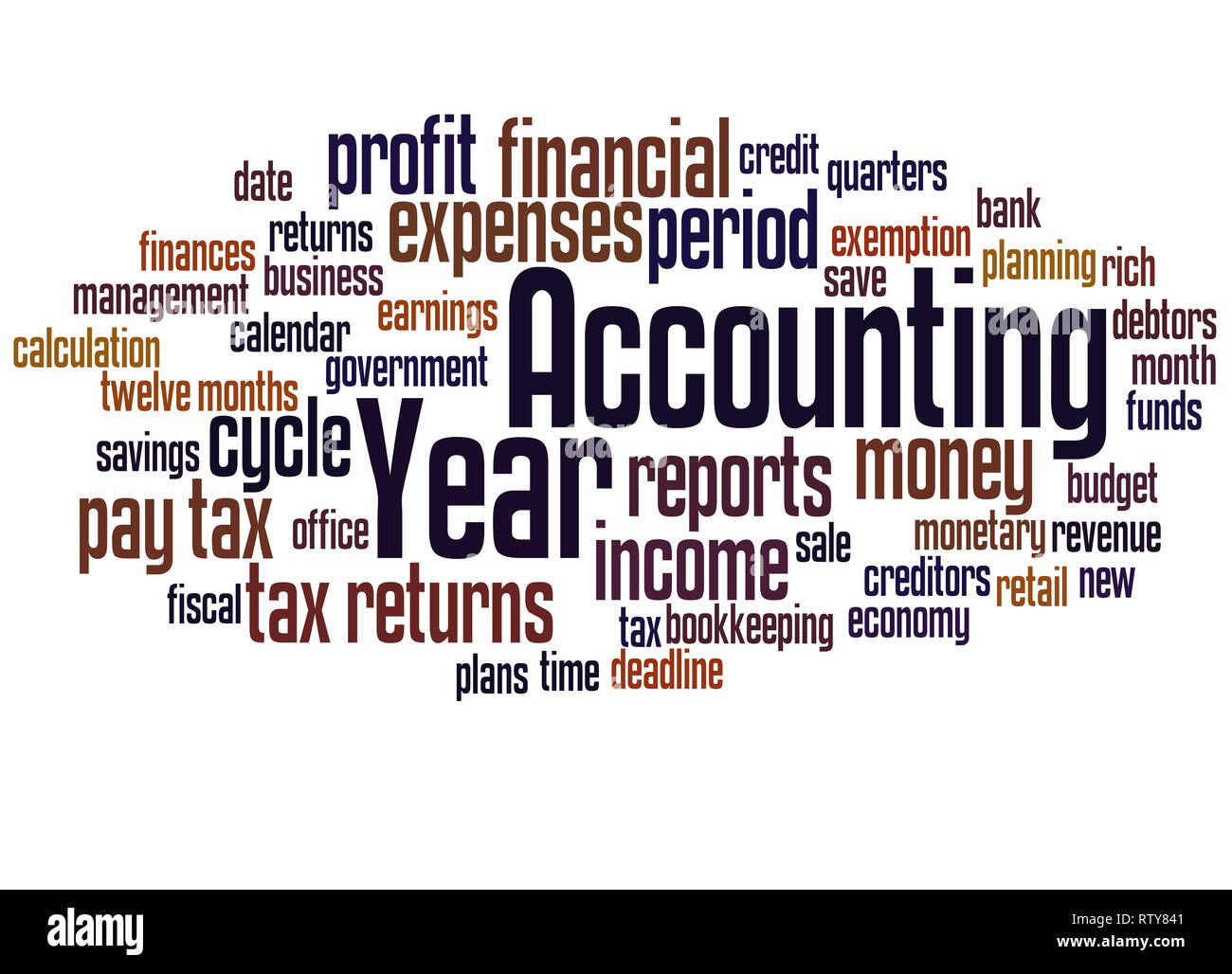 Accounting year word cloud concept on white background Stock Photo - Alamy