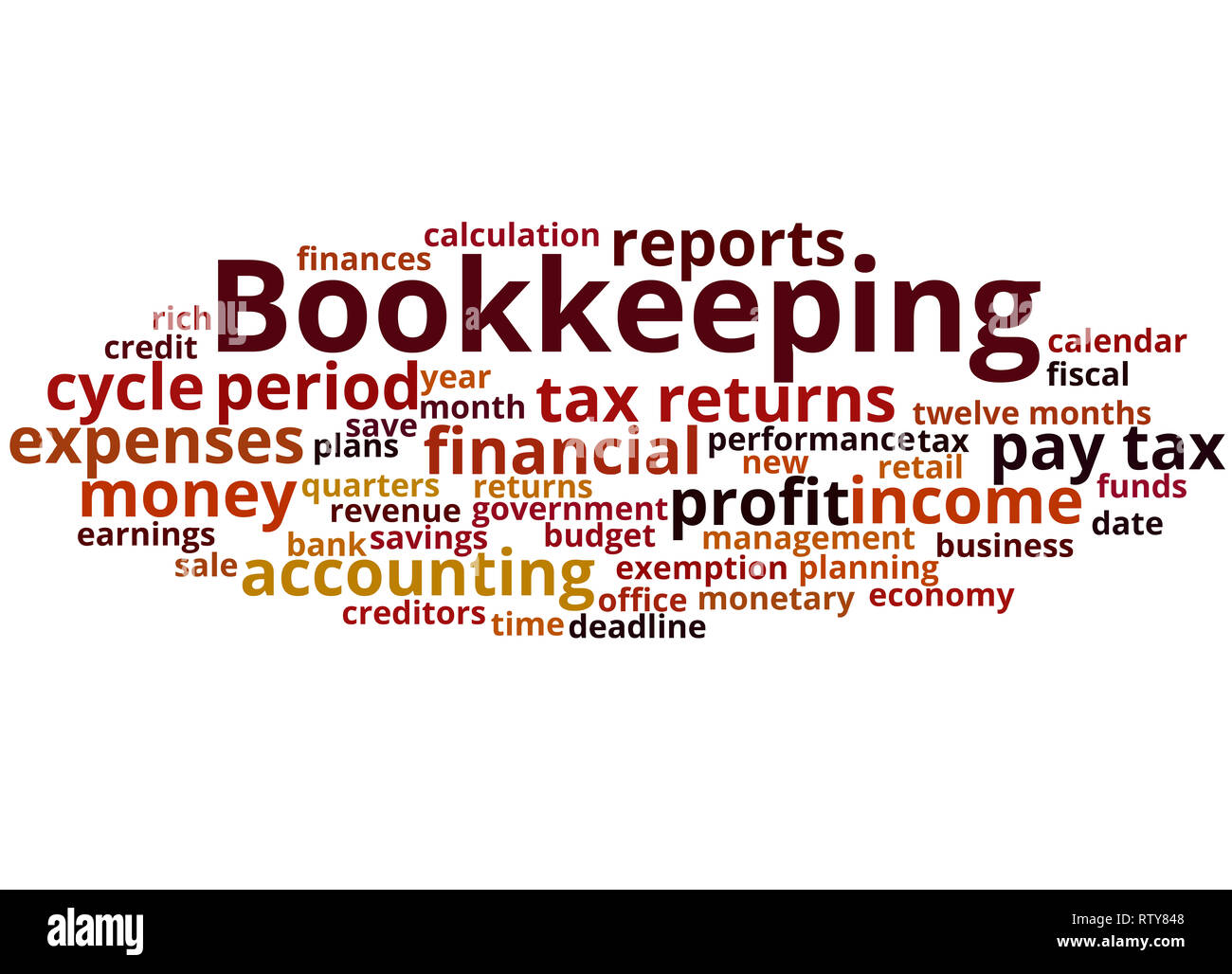 Bookkeeping word cloud concept on white background Stock Photo - Alamy
