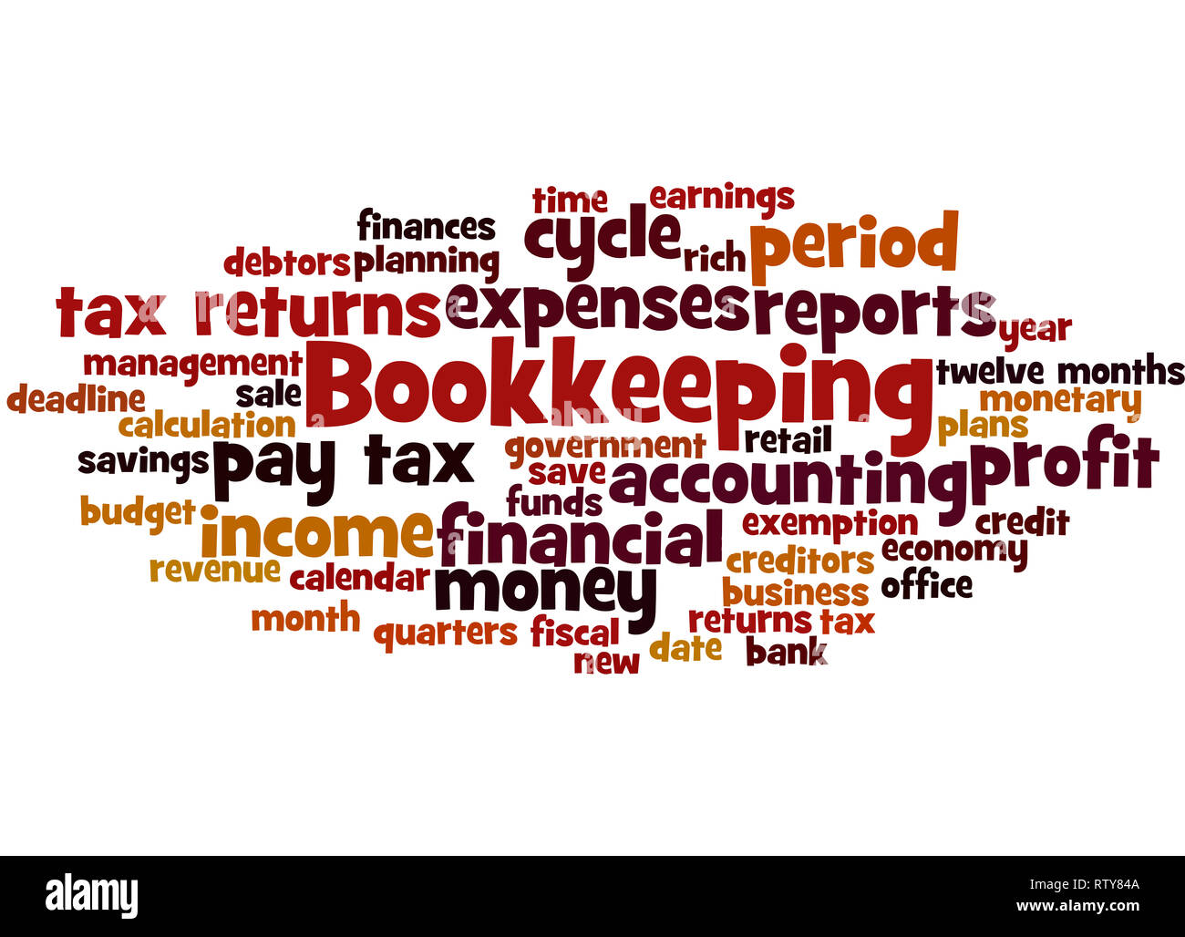 Bookkeeping word cloud concept on white background Stock Photo - Alamy