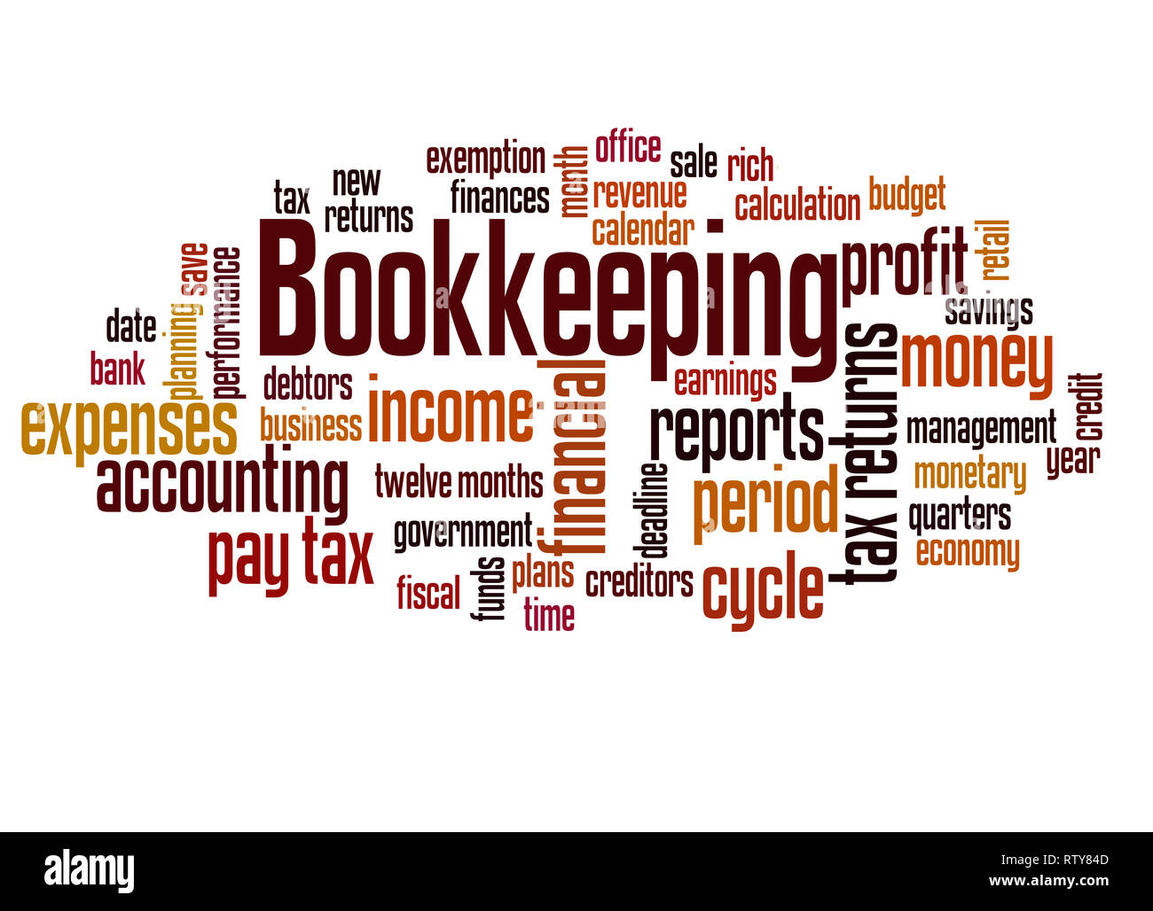 Bookkeeping word cloud concept on white background Stock Photo - Alamy