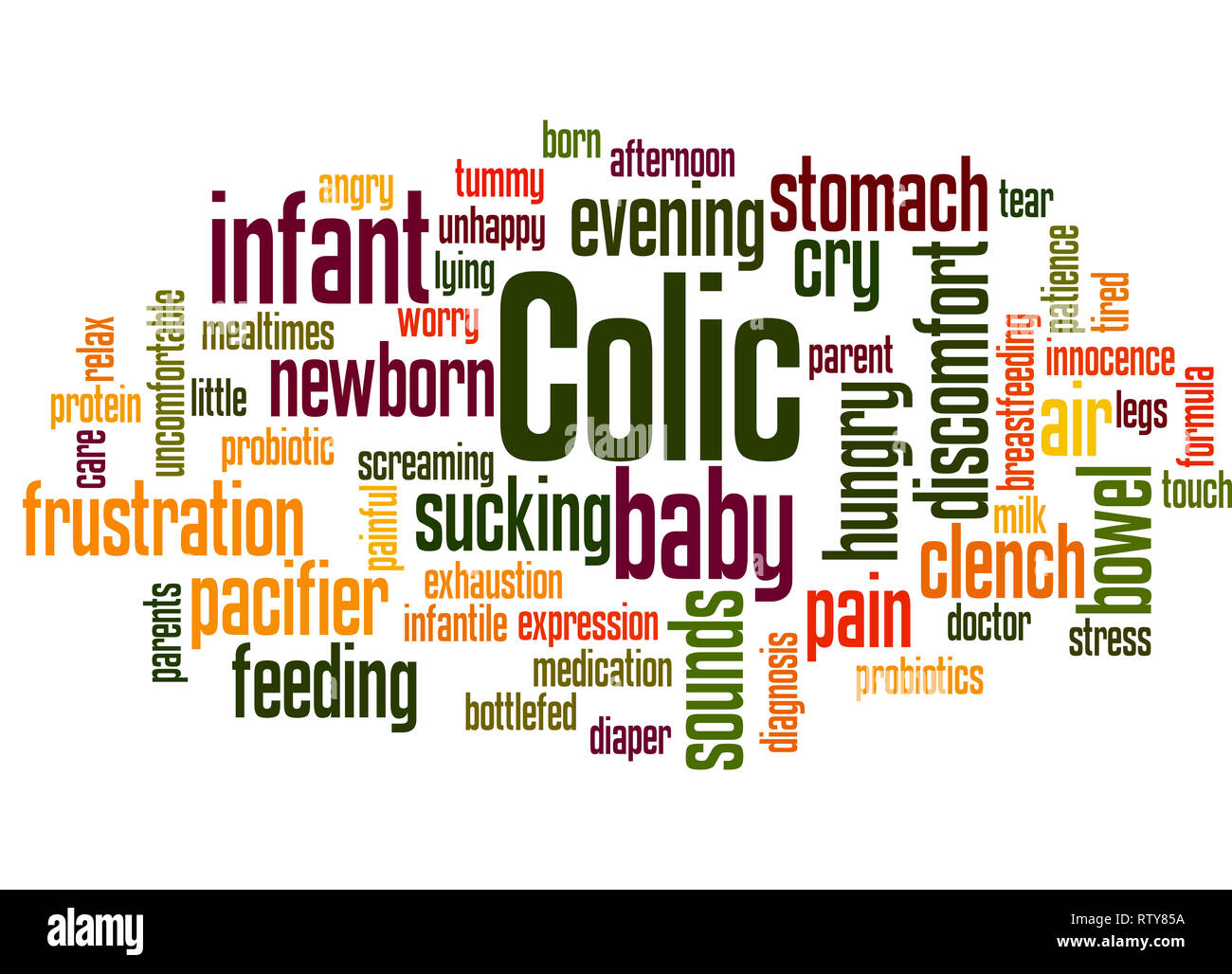 Colic infant word cloud concept on white background Stock Photo - Alamy