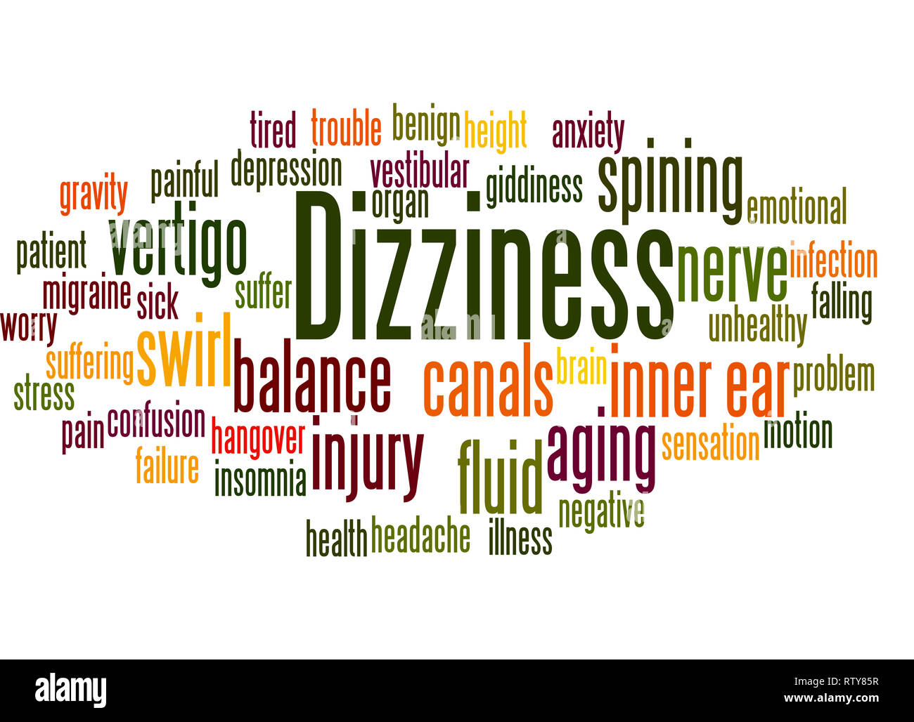 Dizziness word cloud concept on white background Stock Photo - Alamy
