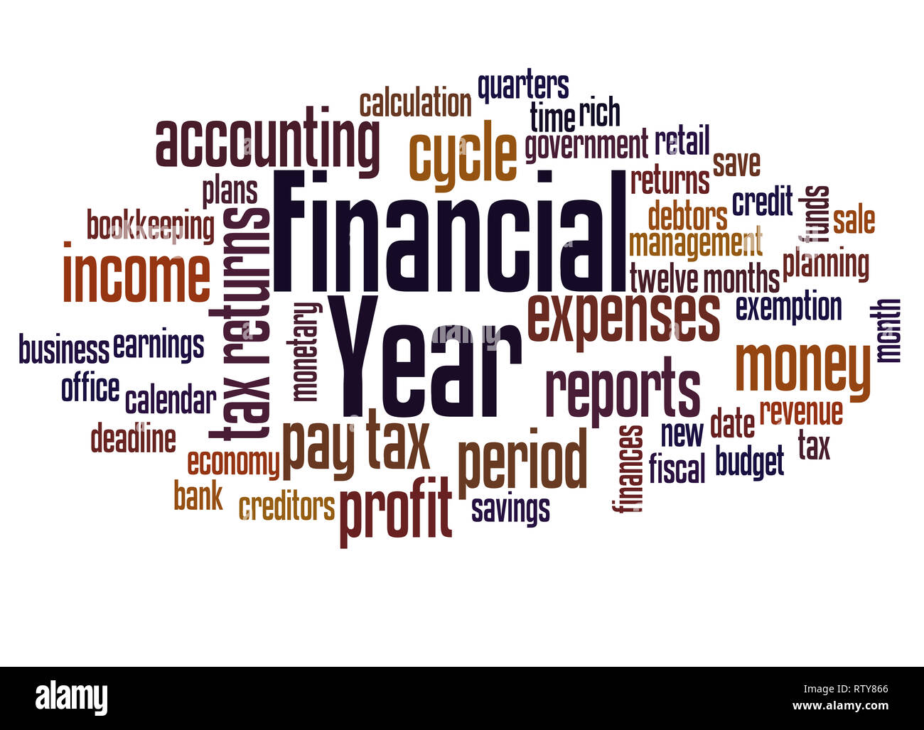 Financial year word cloud concept on white background Stock Photo - Alamy