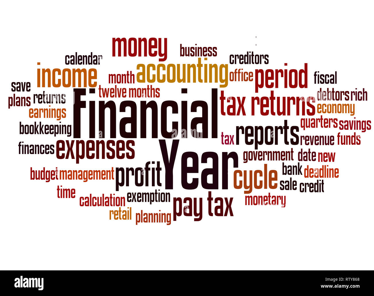 Financial year word cloud concept on white background Stock Photo - Alamy