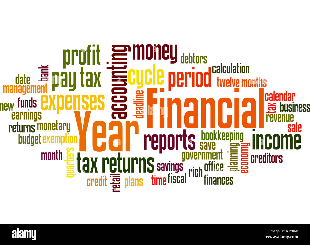 Financial year word cloud concept on white background Stock Photo - Alamy
