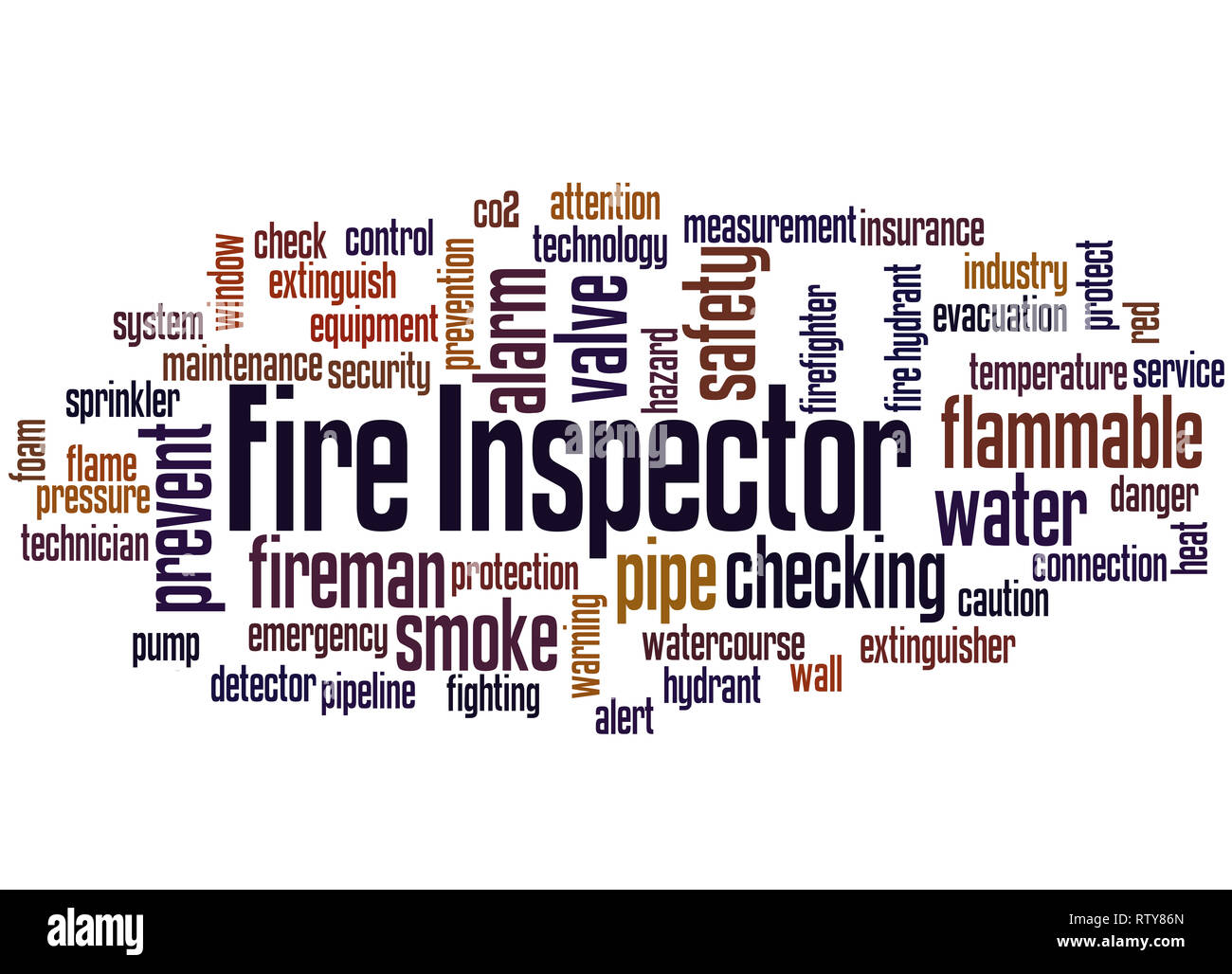 Fire Inspector word cloud concept on white background Stock Photo - Alamy