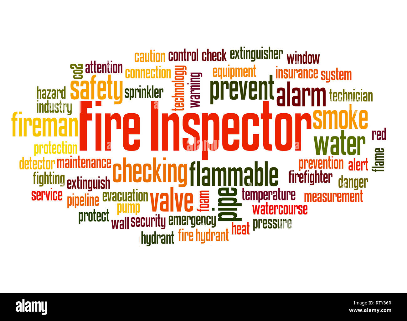 Fire Inspector word cloud concept on white background Stock Photo - Alamy