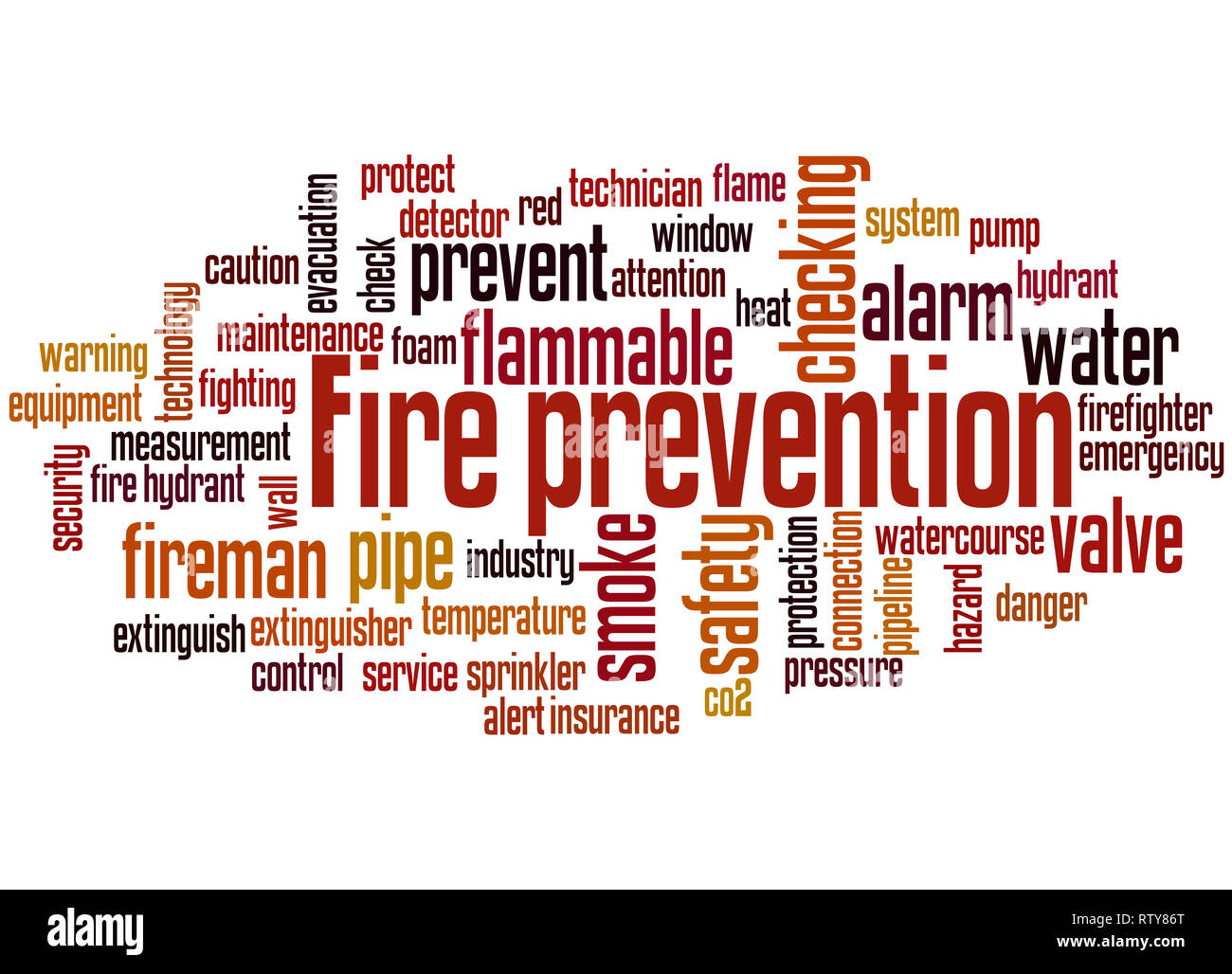 Fire prevention word cloud concept on white background Stock Photo - Alamy