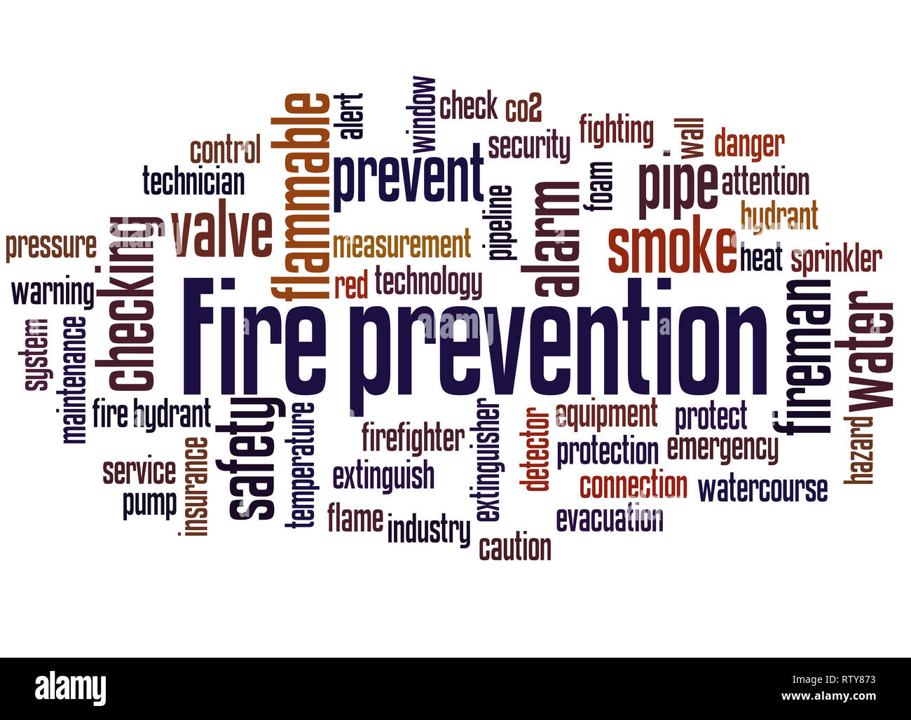 Fire prevention word cloud concept on white background Stock Photo - Alamy